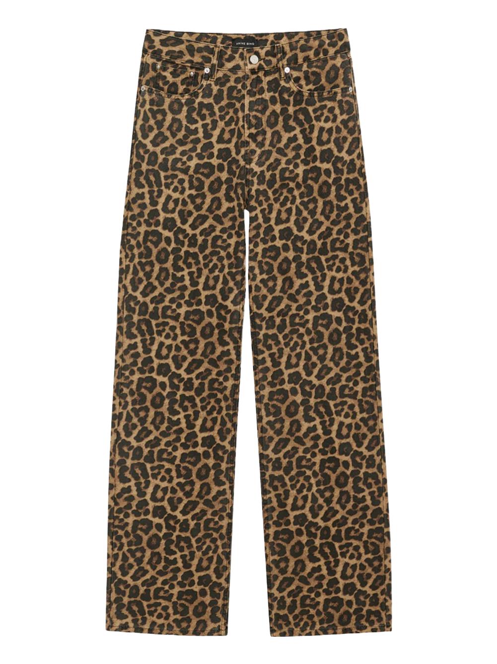 ANINE BING Anine Bing Hugh Jeans - Leopard Print Wide Leg Denim
